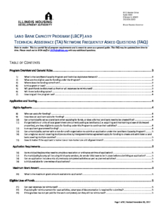Land Bank Capacity Program and TA Network FAQ revised – IHDA